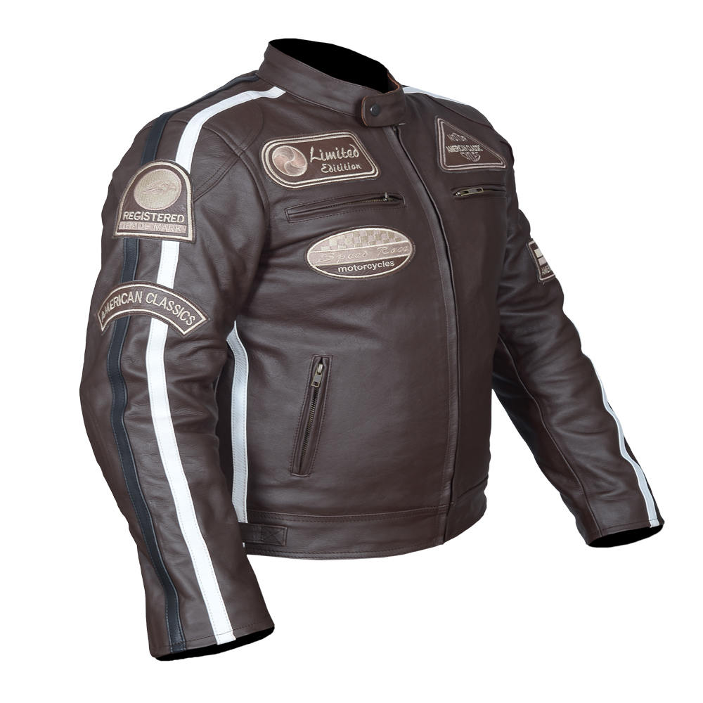 Motorcycle Leather Jacket Brown in Antique Retro style Biker Jacket ...